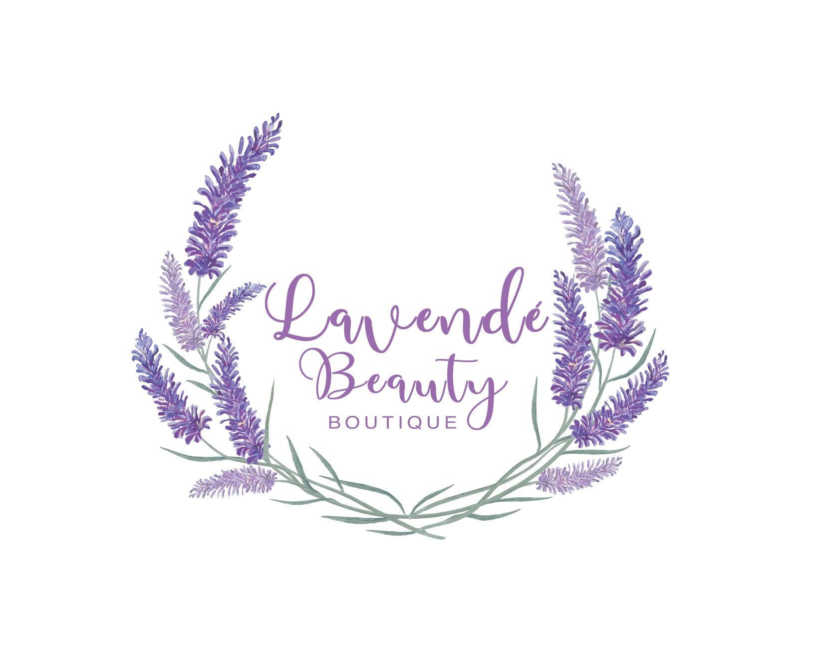 Lavender Flowers With Leaves Logo | Lavender Nature Logo | Watercolor ...
