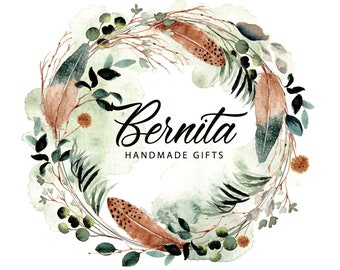 Floral Wreath Boutique Watercolor Logo Modern Boho Logo Etsy Shop Store ...