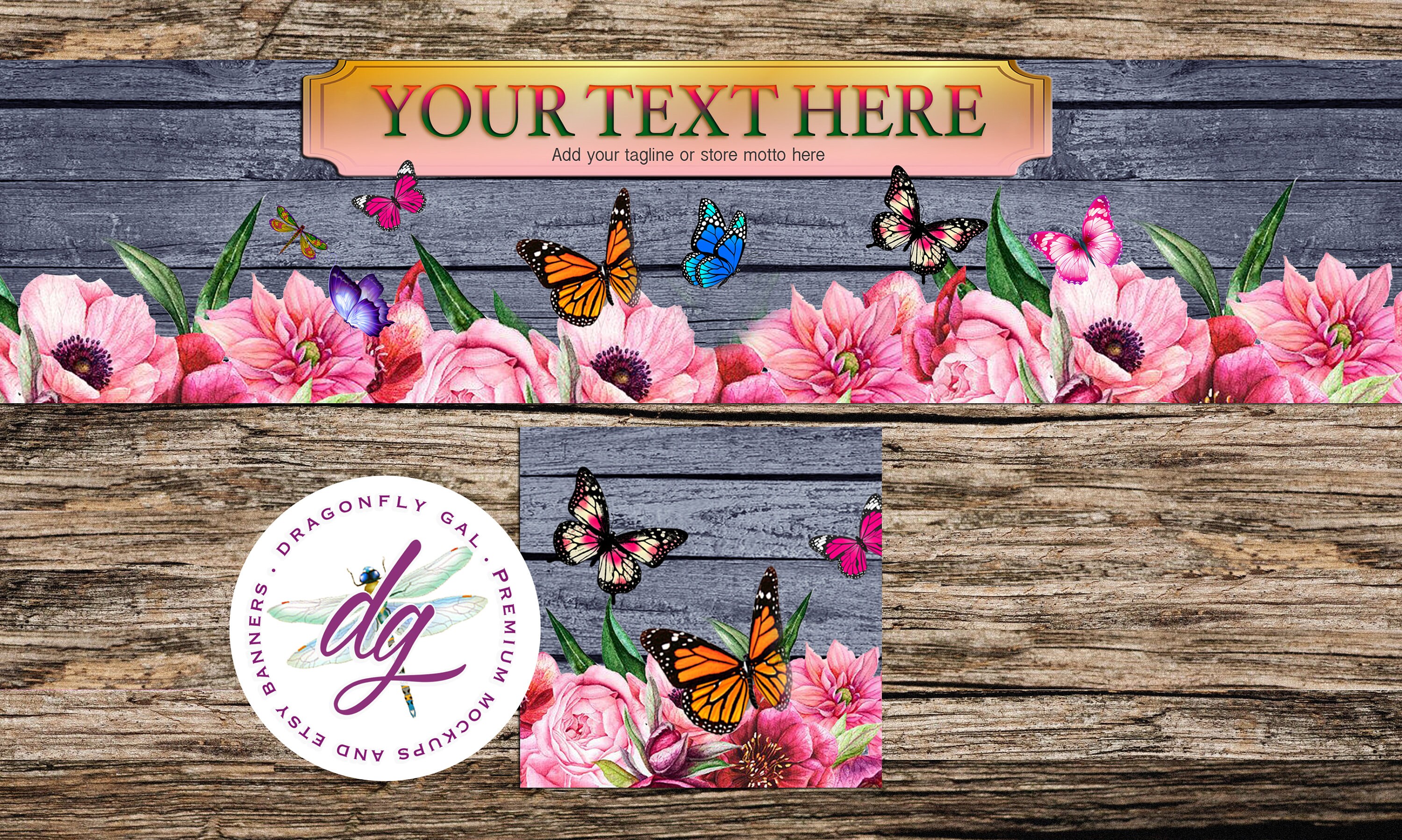 Etsy Banner Avatar Floral Garden Banner 2 Piece Set Store Graphics ...