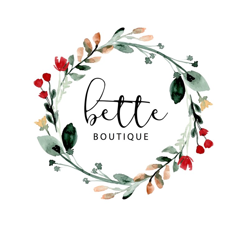 Floral Wreath Boutique Watercolor Logo Modern Boho Logo Etsy Shop Store ...