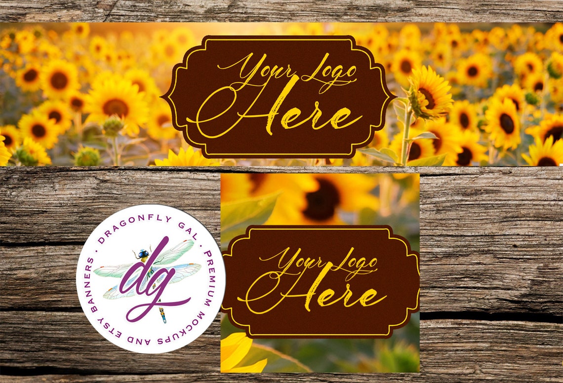 Etsy Sunflower Banner Avatar Sunflower Floral Banner 2 Piece Set Store ...