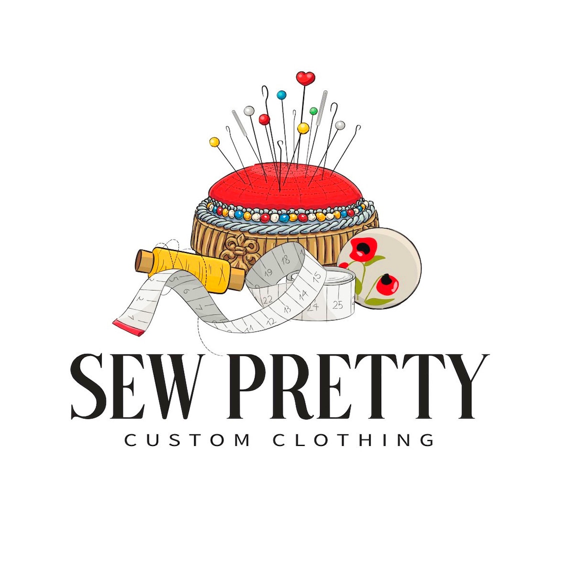 Sew Pretty Logo, Sewing Logo, Minimalist Logo Design, Etsy Store Logo ...