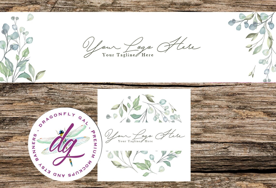 Etsy Banner Avatar Banner With Watercolorleaves 2 Piece - Etsy