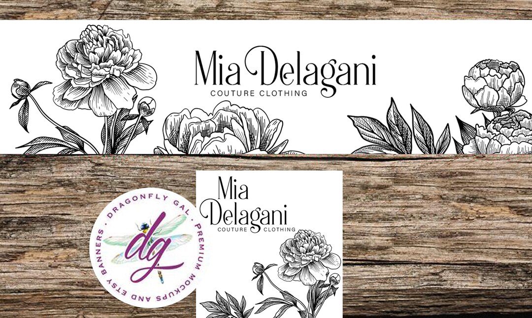 Etsy Minimilist Abstract Floral Banner + Avatar | Abstract Black and ...