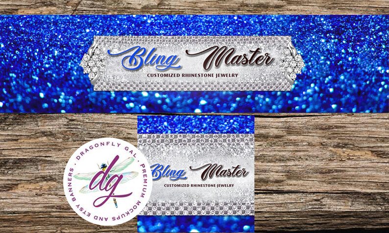 Etsy Modern Royal Blue Glitter Abstract Banner + Avatar | Abstract Blue ...