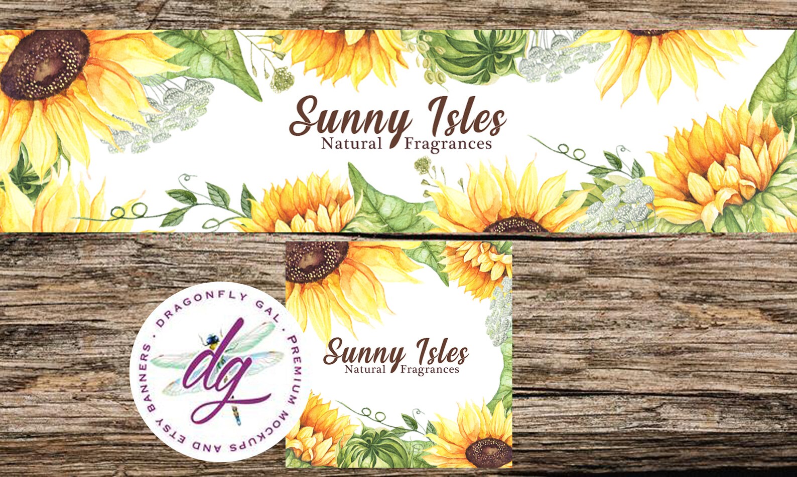 Etsy Sunflower Banner Avatar Sunflower Floral Banner 2 Piece Set Store ...