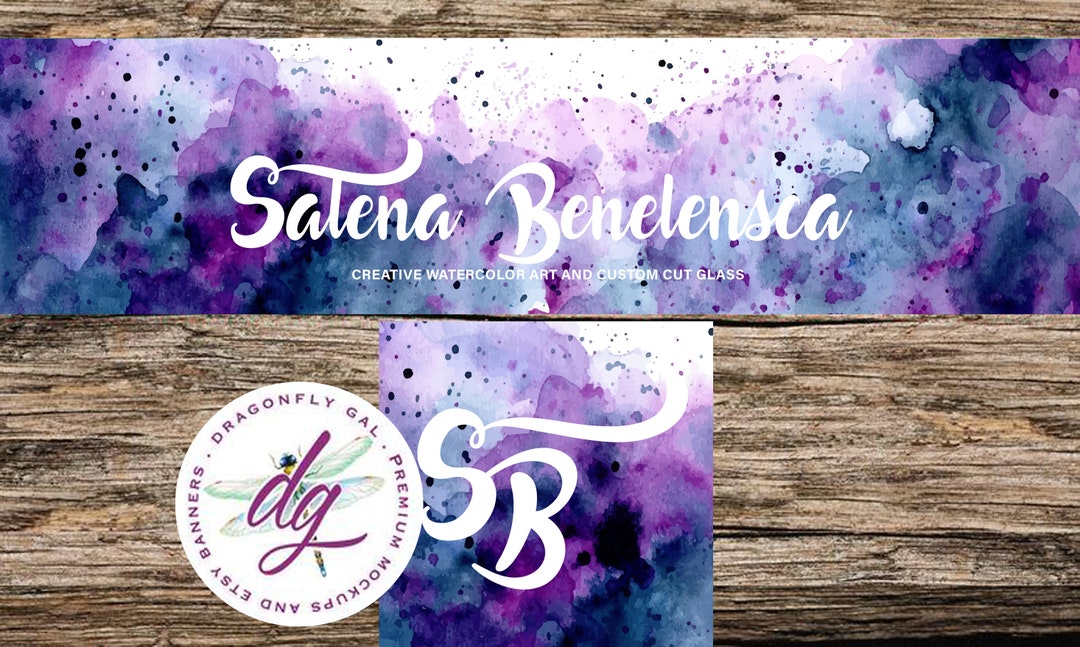 Etsy Abstract Watercolor Banner Avatar Abstract Purple Banner 2 Piece ...