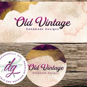 Etsy Abstract Watercolor Banner + Avatar | Abstract Purple and Gold ...