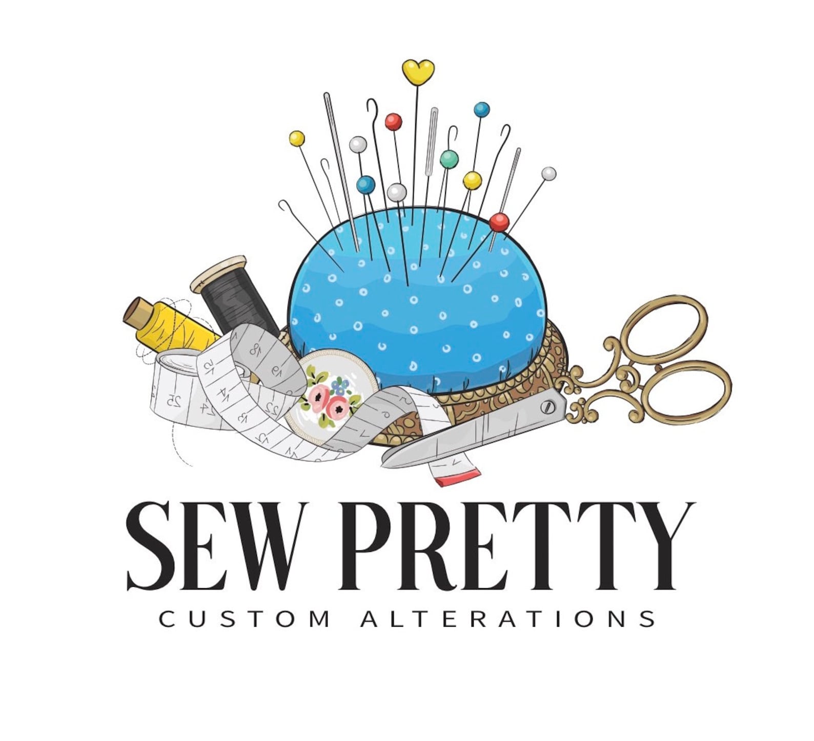 Sew Pretty Logo, Sewing Logo, Minimalist Logo Design, Etsy Store Logo ...