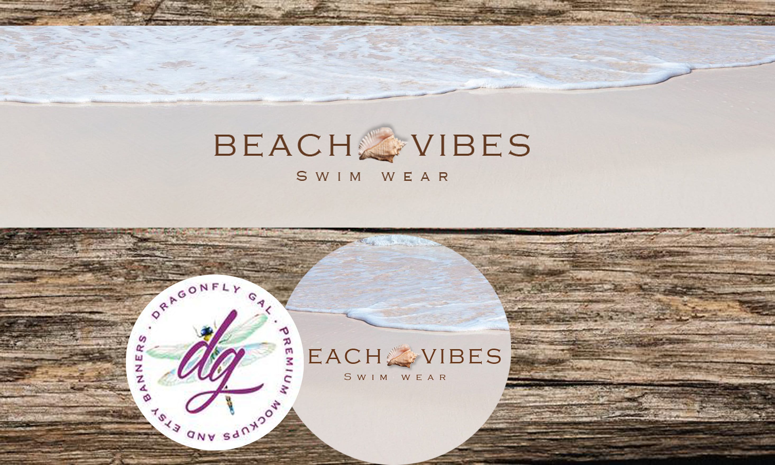 Etsy Banner Avatar Sandy Beach Design 2 Piece Set Store Graphics ...
