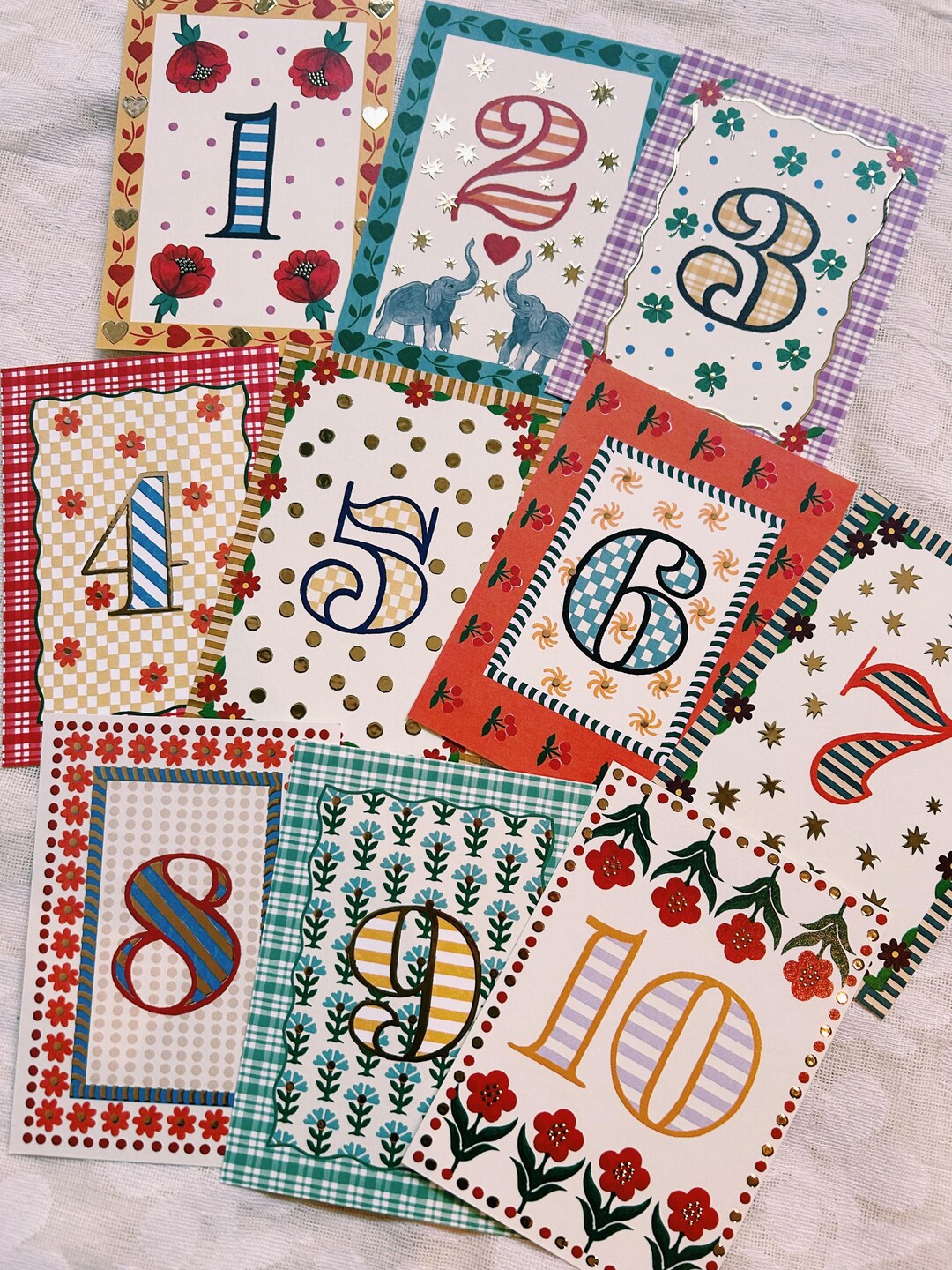 Gold Foil Number Postcards - Etsy