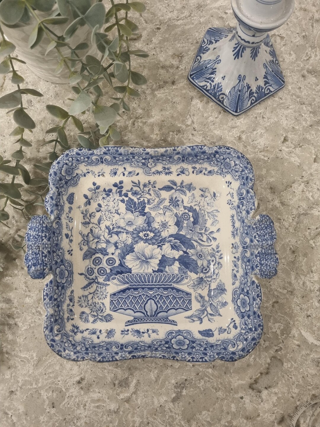 Antique Minton Nankeen Semi China Square Dish - Etsy UK