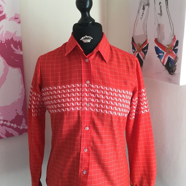 Womens Red and White Checked Shirt - Etsy