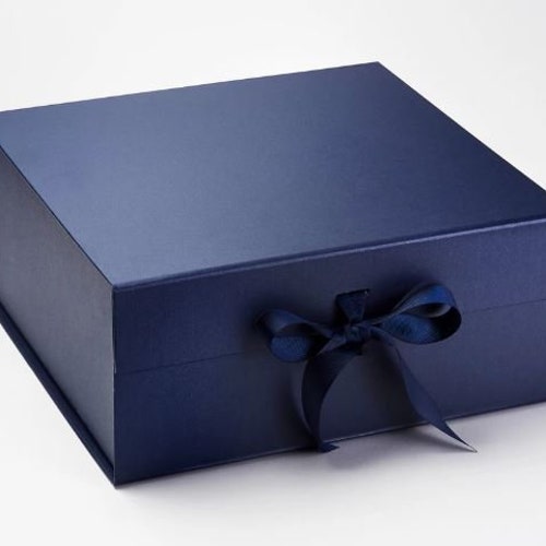 Extra Large Navy Blue Gift Box With Ribbon Large Navy Gift - Etsy
