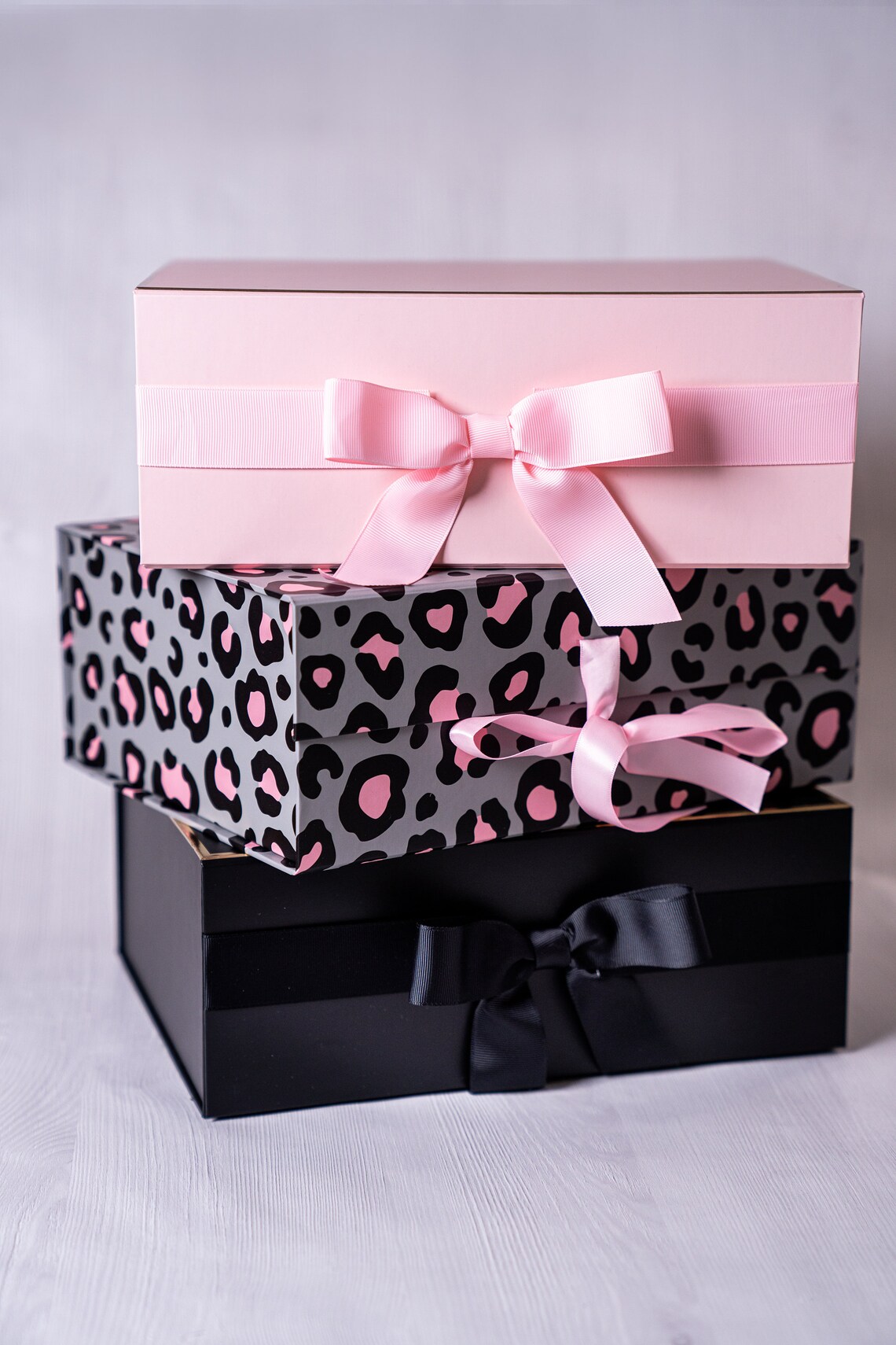 Leopard Print Gift Box With Pink and Grey Pattern and Pink - Etsy