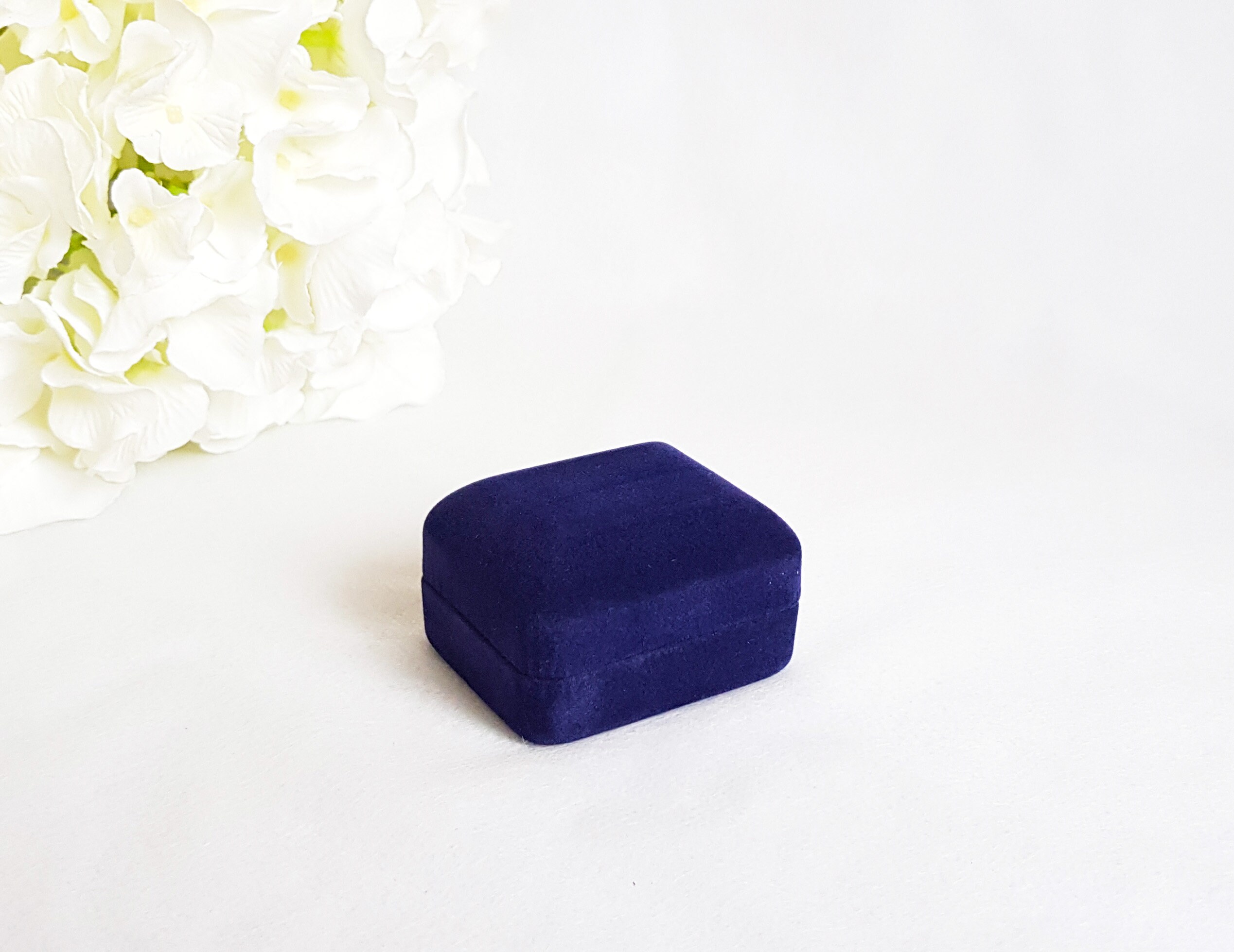 Navy Blue Double Ring Box - Velvet Double Ring Box - Couple Ring Box ...