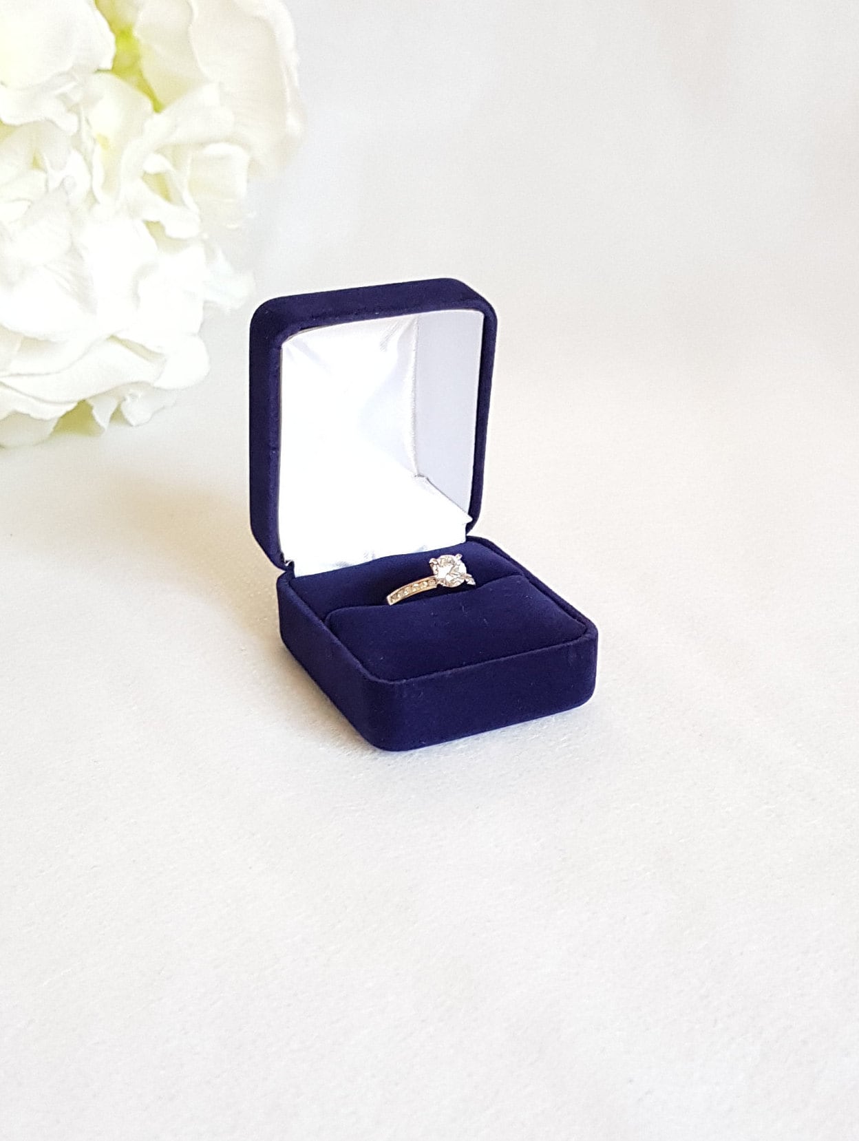 Navy Blue Ring Box - Velvet Ring Box - Ring Bearer Box - Wedding Ring ...