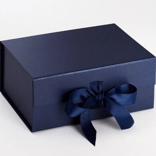 Navy Gift Box With Ribbon Navy Blue Bridesmaid Proposal Box - Etsy