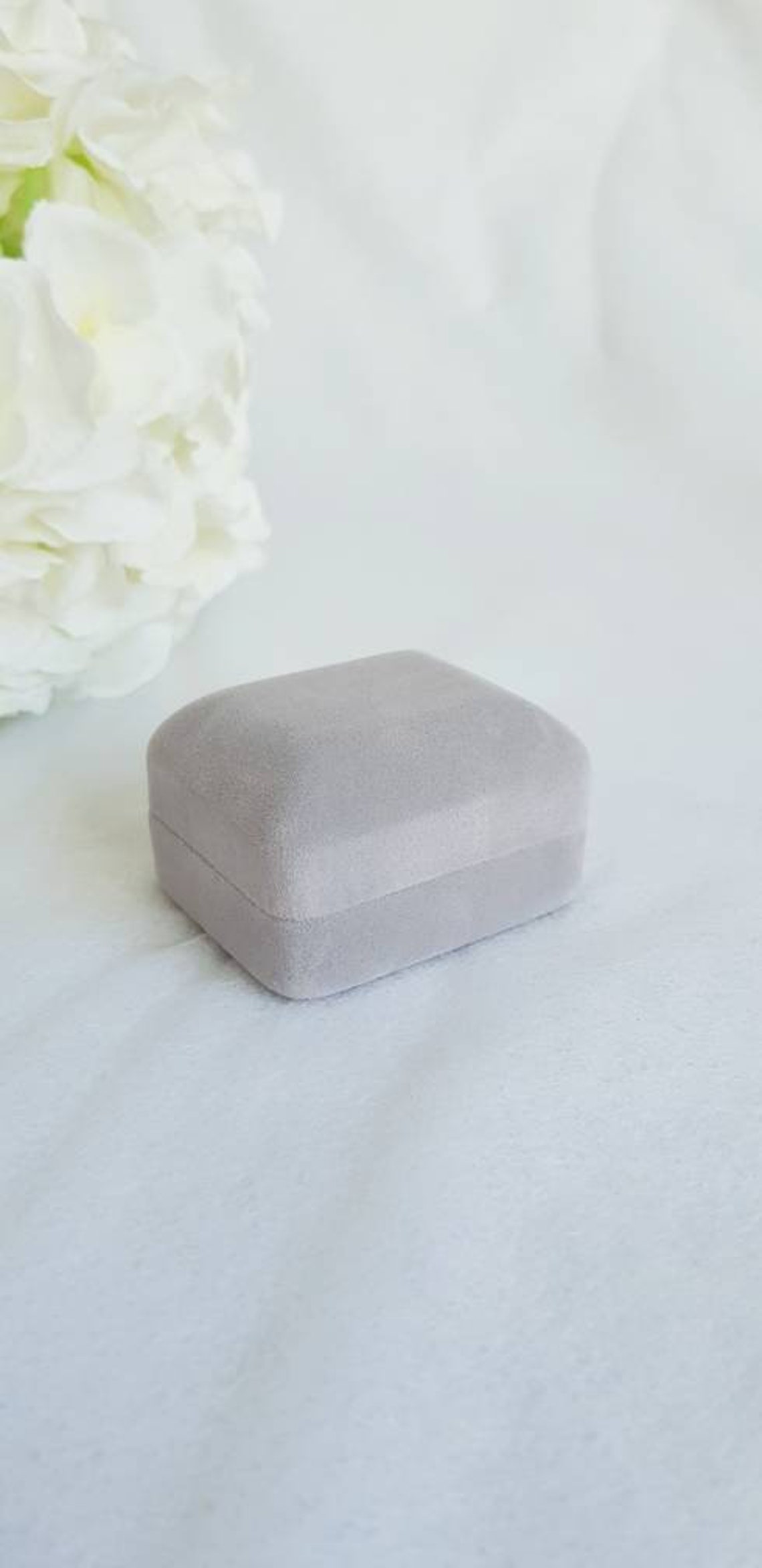 Light Grey Double Ring Box Velvet Double Ring Box Couple - Etsy UK