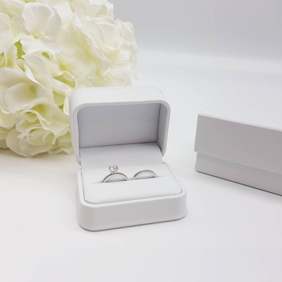 White Double Ring Box Wedding Ring Box Ring Box for Couple - Etsy