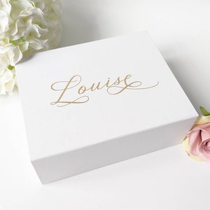 White Gift Box With Foil Print Name - Bridesmaid Proposal Box - Large ...