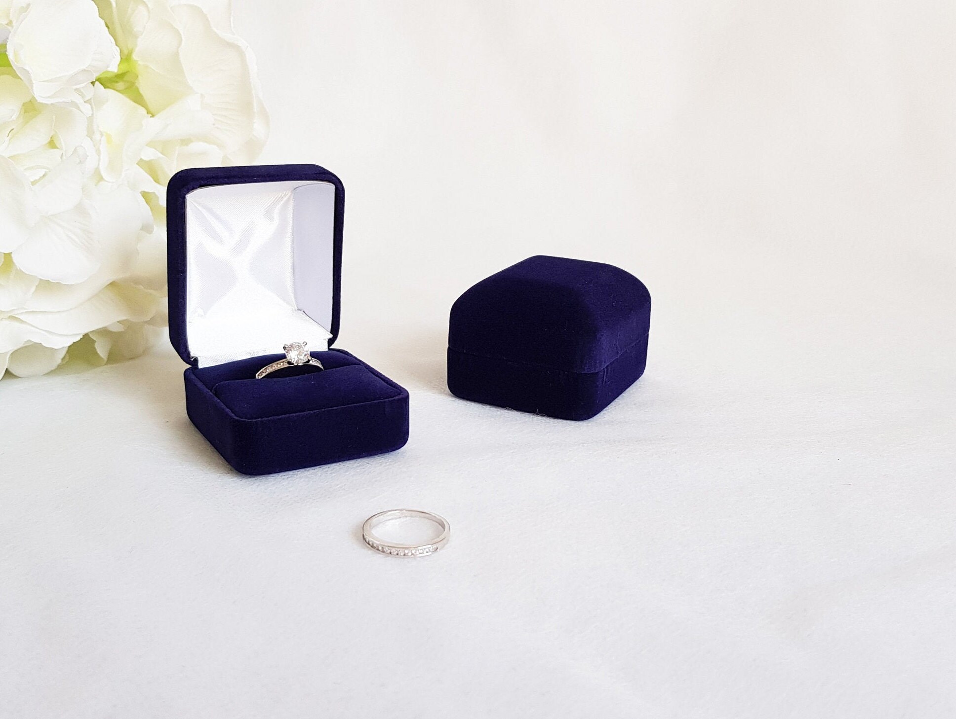 Navy Blue Ring Box Velvet Ring Box Ring Bearer Box - Etsy UK