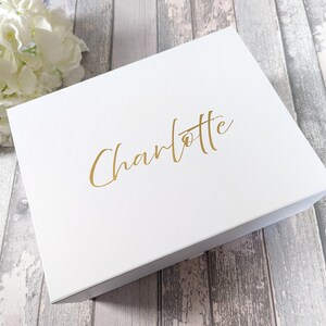 White Gift Box With Foil Print Name - Bridesmaid Proposal Box - Large ...