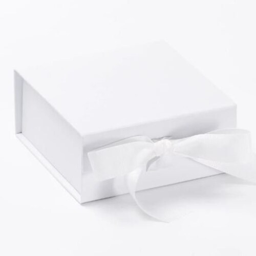 Small White Gift Box With Ribbon White Magnetic Wedding - Etsy UK