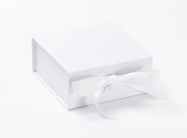 Small White Gift Box With Ribbon White Magnetic Wedding - Etsy UK