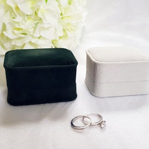 Luxury Navy Blue Double Ring Box - Suede Double Ring Box - Couple Ring ...