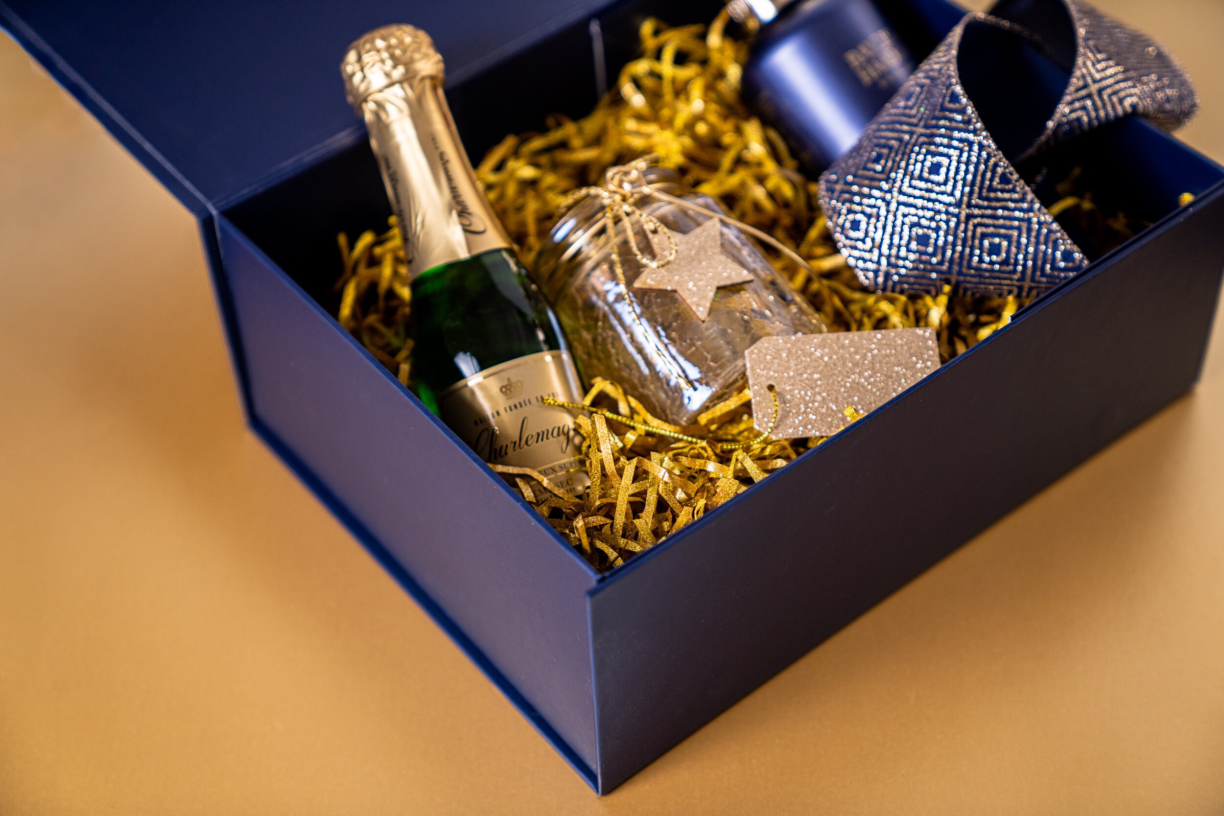 Christmas Gift Box in Navy Blue With Magnetic Fastening, Perfect for ...