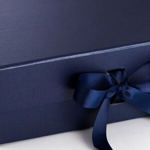Large Navy Gift Box With Ribbon - Bridesmaid Gift Box - Bridesmaid ...