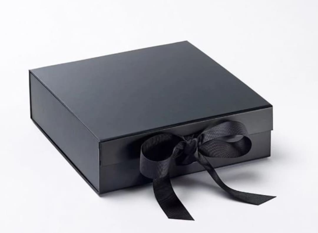 Large Black Square Gift Box - Black Magnetic Gift Box - Christmas Gift ...