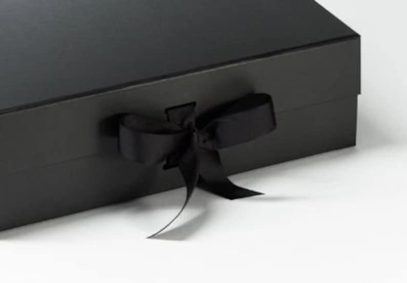 Large Black Gift Box With Ribbon - Luxury Black Gift Box - Groomsman ...