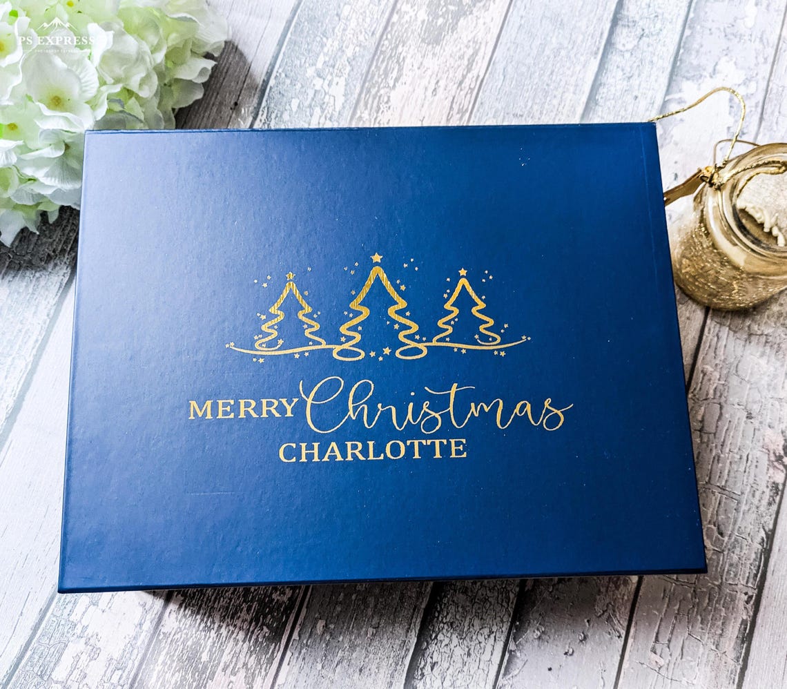 Christmas Gift Box in Navy Blue With Magnetic Fastening, Perfect for ...