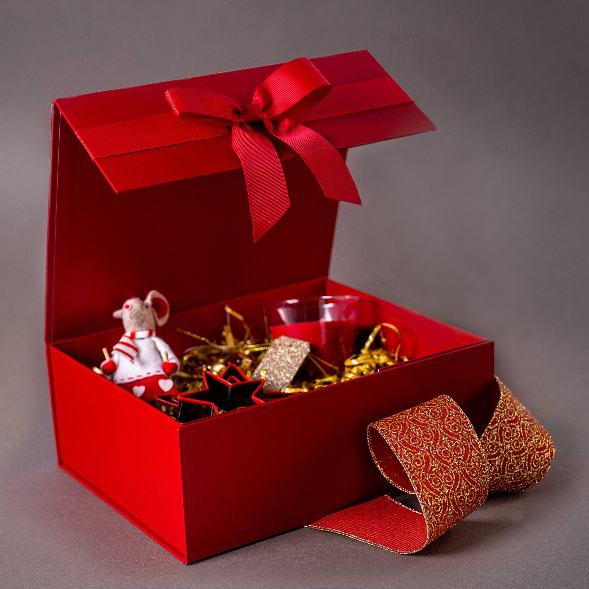 Luxury Large Gift Boxes With Gold Edge and Ribbon Bow Eid | Etsy UK