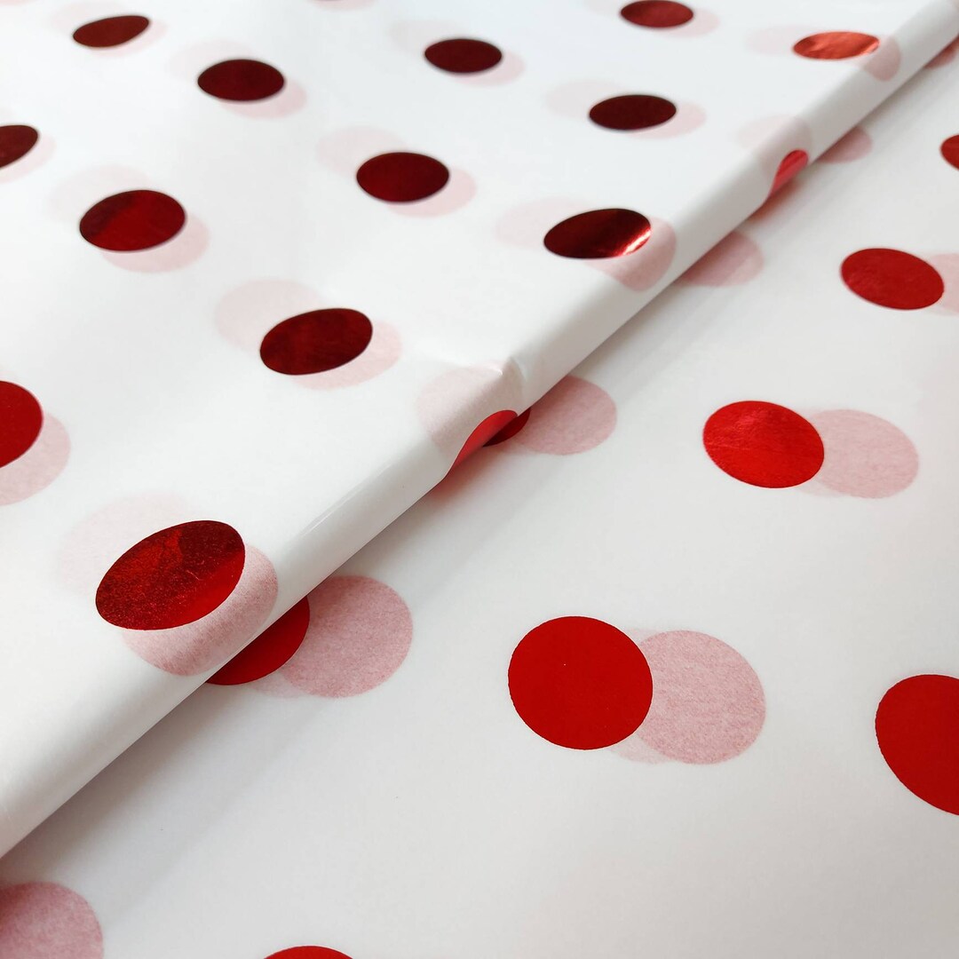 White Tissue Paper With Red Shiny Spots - Red Circle Tissue Paper ...