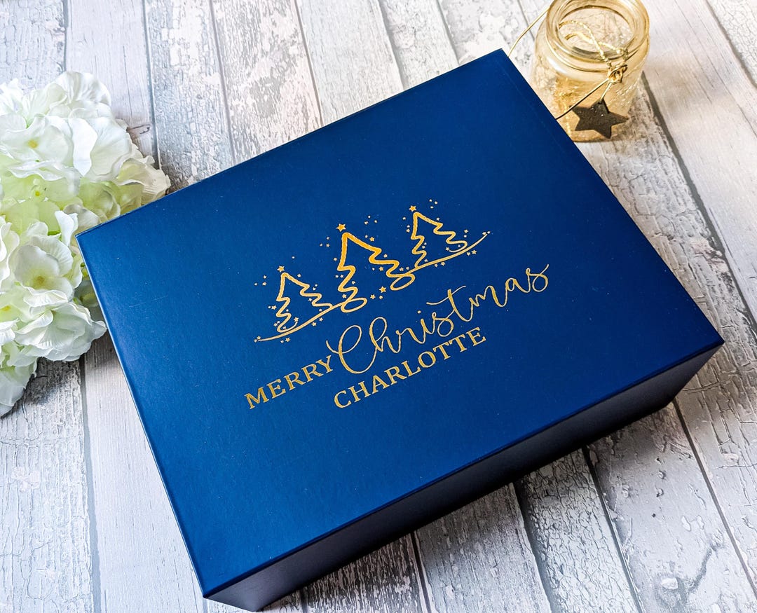 Christmas Gift Box in Navy Blue With Magnetic Fastening, Perfect for ...