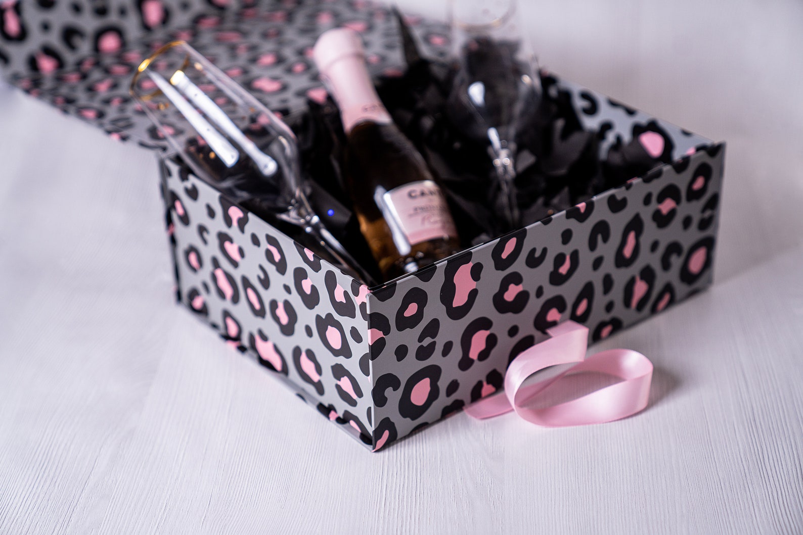Leopard Print Gift Box With Pink and Grey Pattern and Pink - Etsy