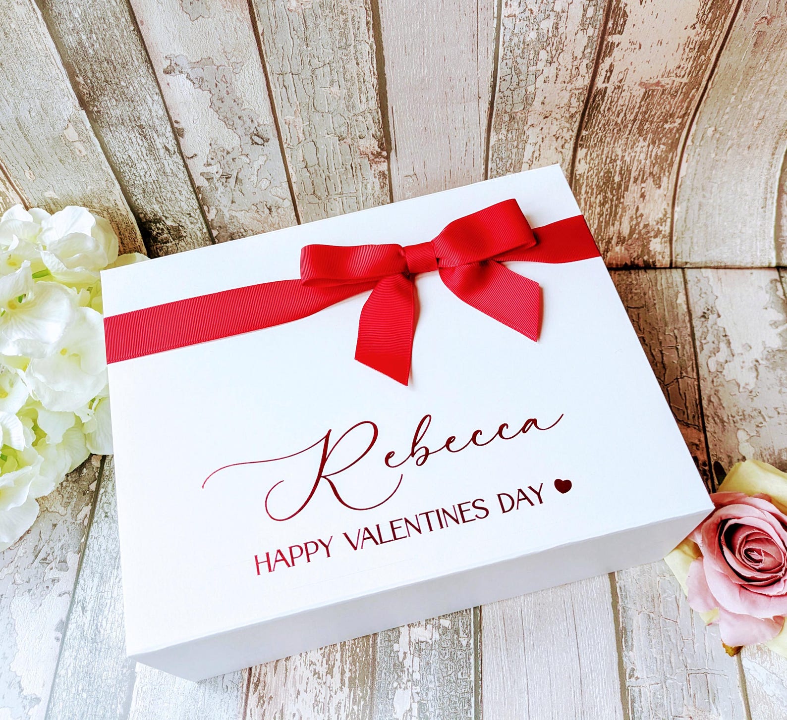 Personalized Valentine's Gift Box With Magnetic Closure and Ribbon Bow ...