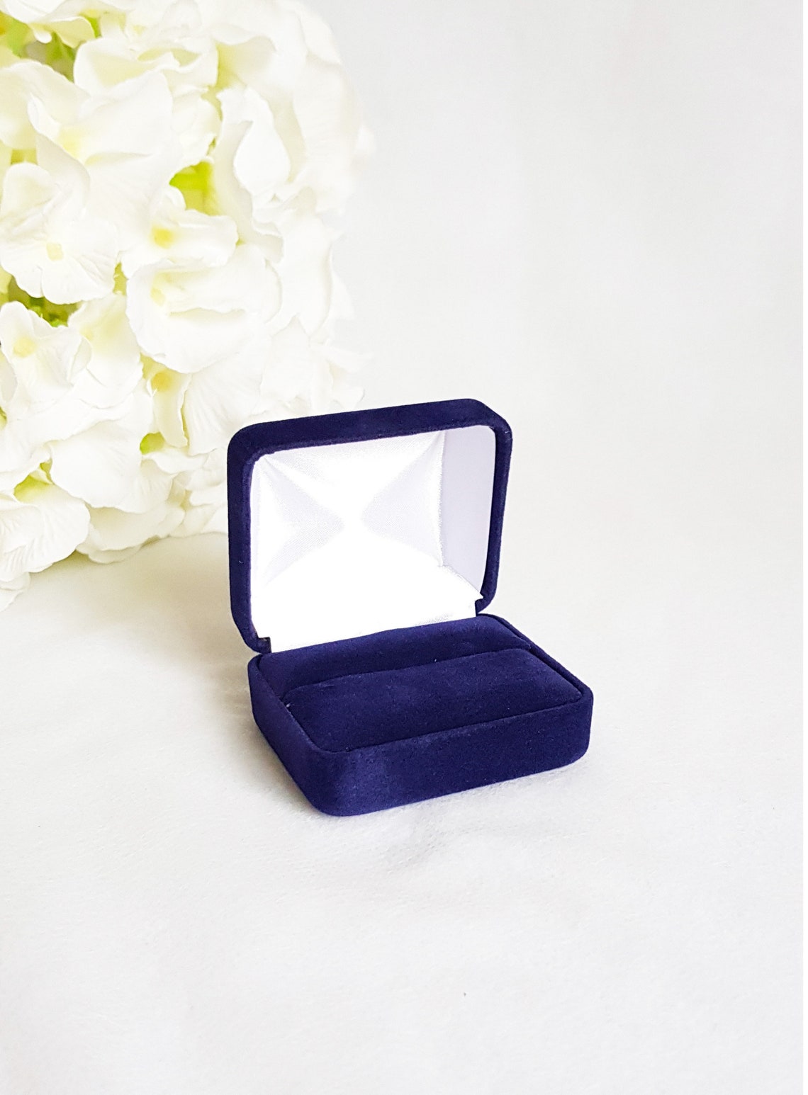 Navy Blue Double Ring Box - Velvet Double Ring Box - Couple Ring Box ...