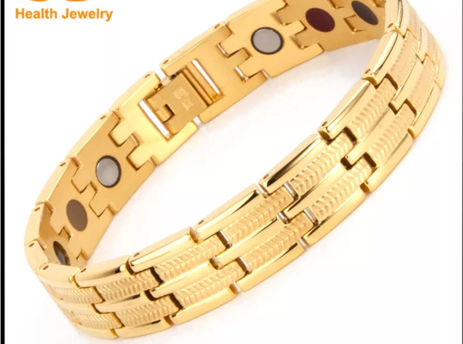 Acero inoxidable chapado en oro 4 in1 pulsera de iones - Etsy España