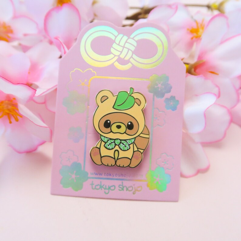 Poko the Tanuki Pin Pon Plush Enamel Pin Set Cute Kawaii - Etsy