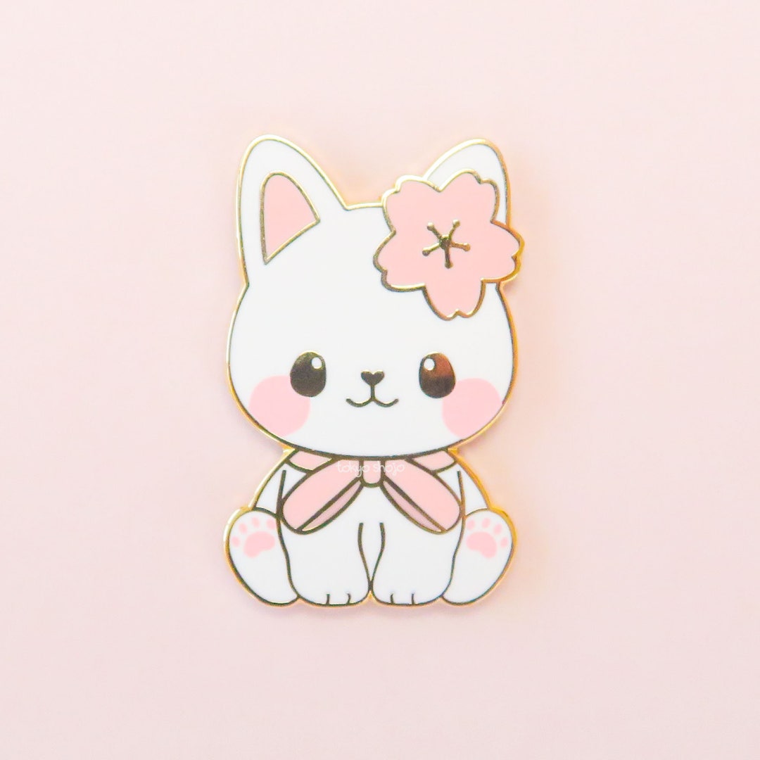 Hanami the Cat Pin - Pon Plush Enamel Pin Set - Cute Kawaii Japan Pin ...
