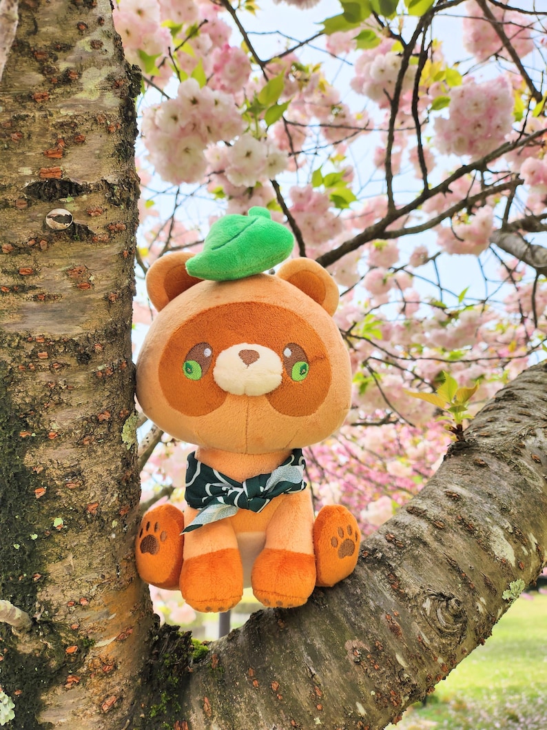 Poko the Tanuki Plushie - Pon Plush With Magnetic Leaf Accessory ...