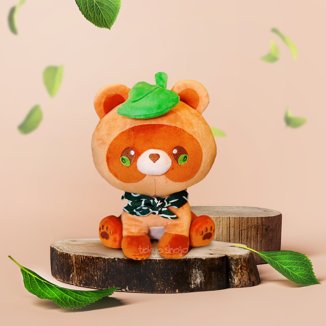 Poko the Tanuki Plushie - Pon Plush With Magnetic Leaf Accessory ...