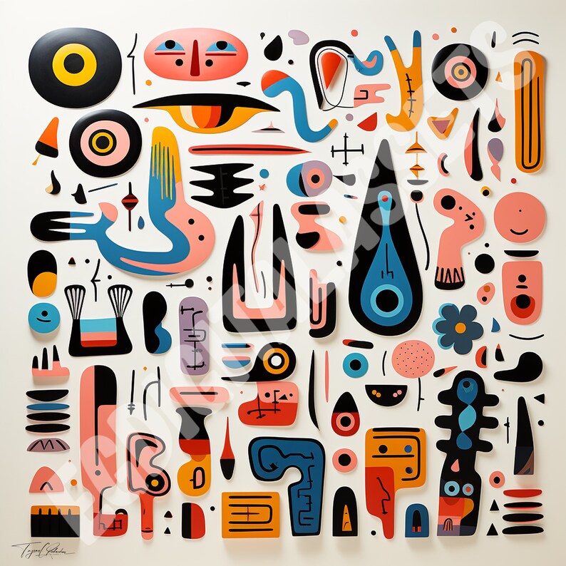 4 Set Digital Print / Pablo Picasso / Abstract / Oval / Canvas Print ...