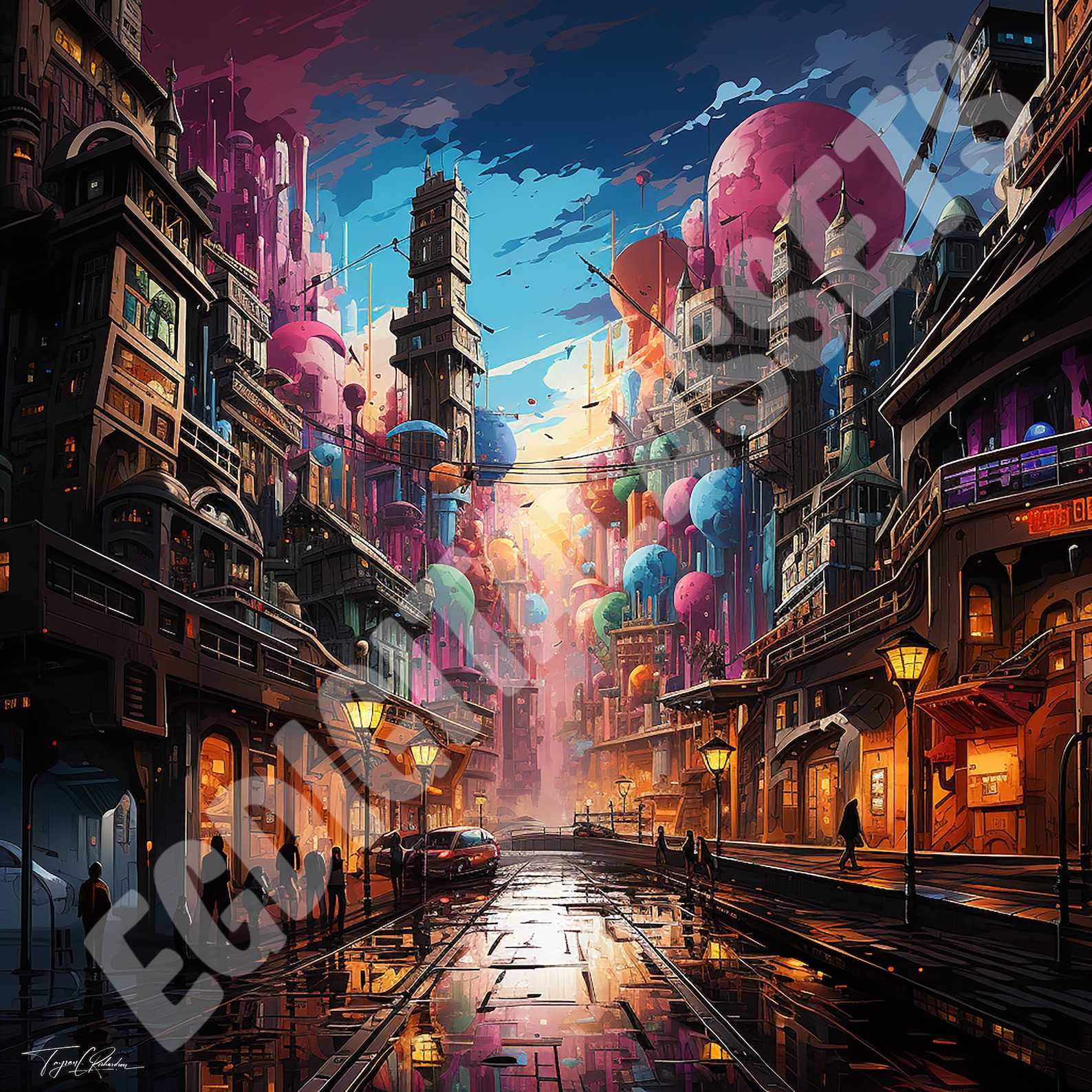 Set of 4 Dystopian Cyberpunk Print | Intricate Megastructures | Dark ...