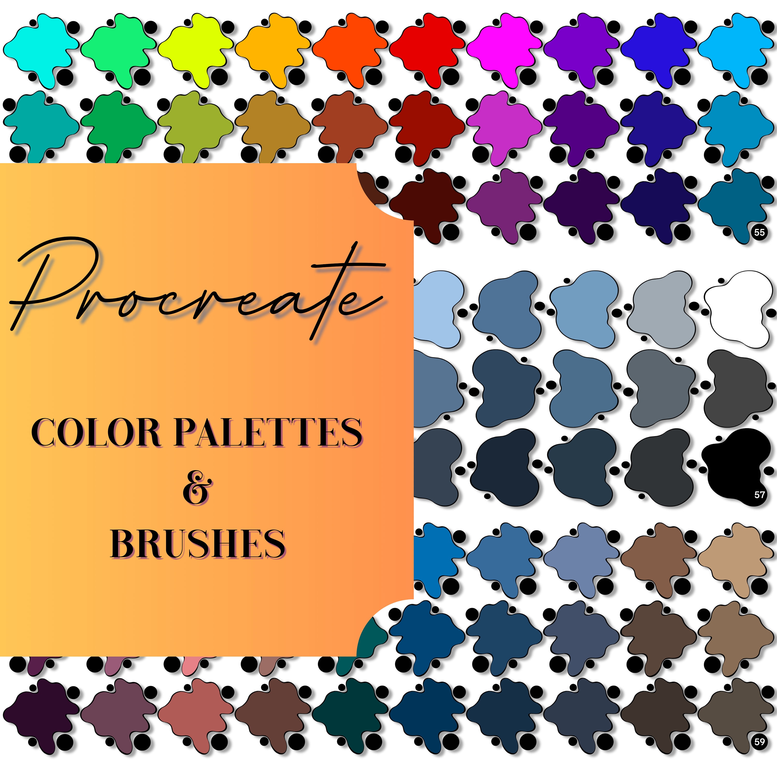 Procreate Color Palette Set and Brushes Color Palettes Bonus Brushes ...