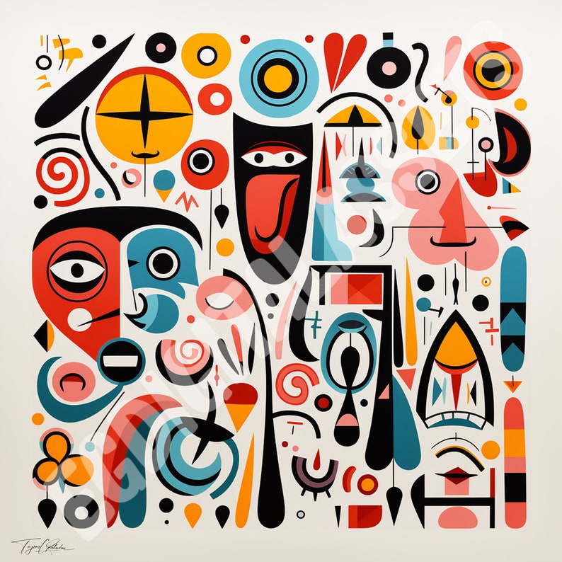 4 Set Digital Print / Pablo Picasso / Abstract / Oval / Canvas Print ...